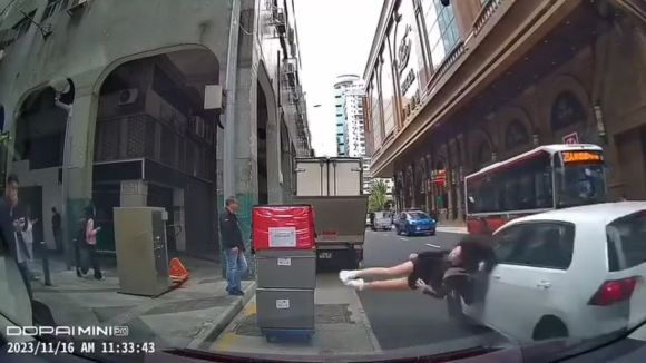 Beautiful inattentive Asian woman is run over while trying to cross the ...